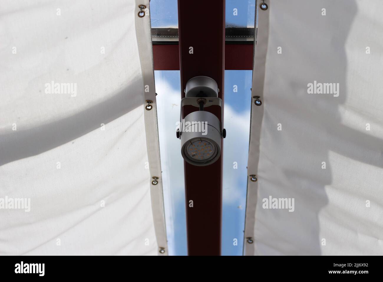A projector fixed on the ceiling of a veranda Stock Photo - Alamy