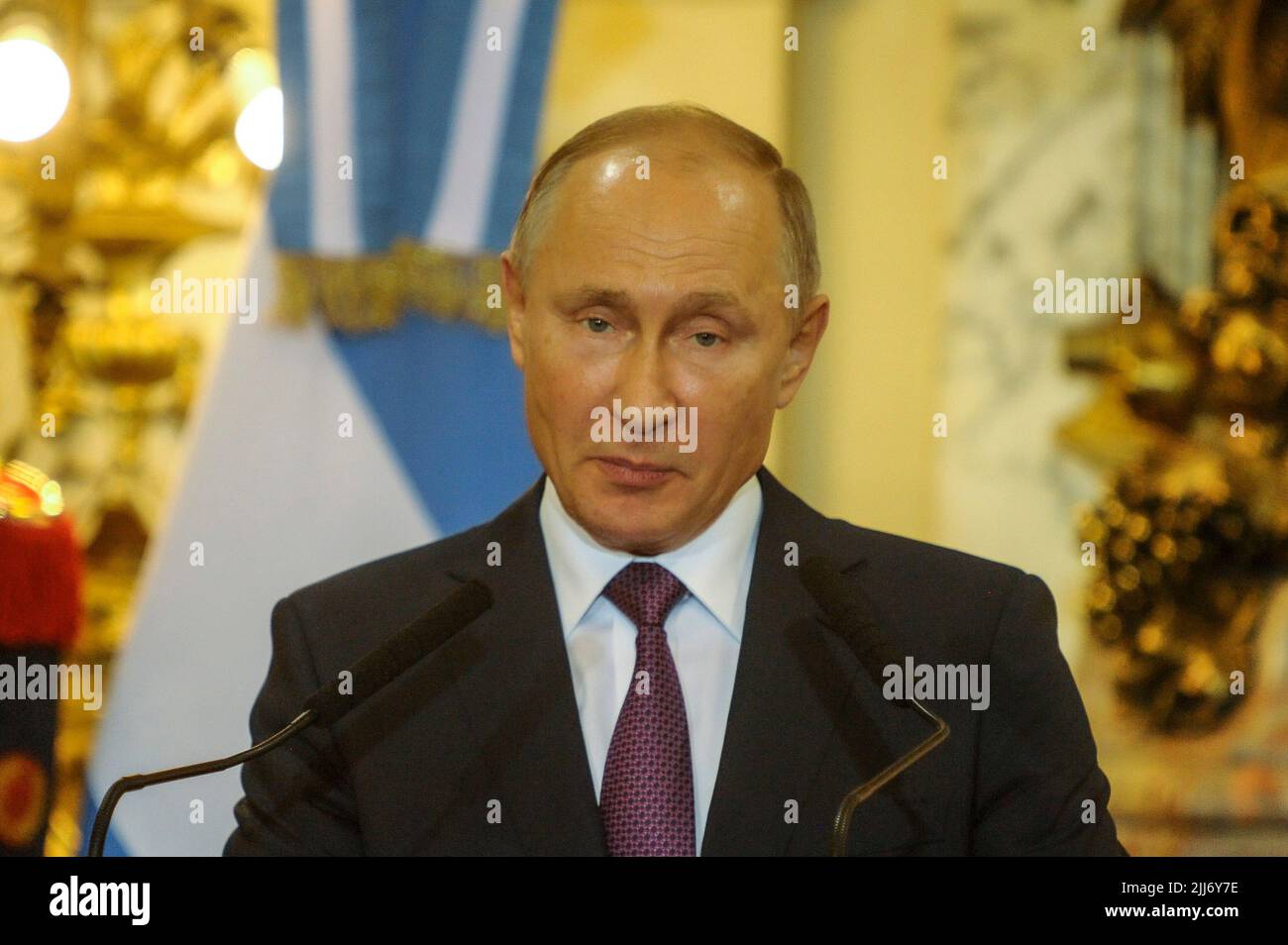 Russia's President Vladimir Putin speaking in Buenos Aires bilateral ...
