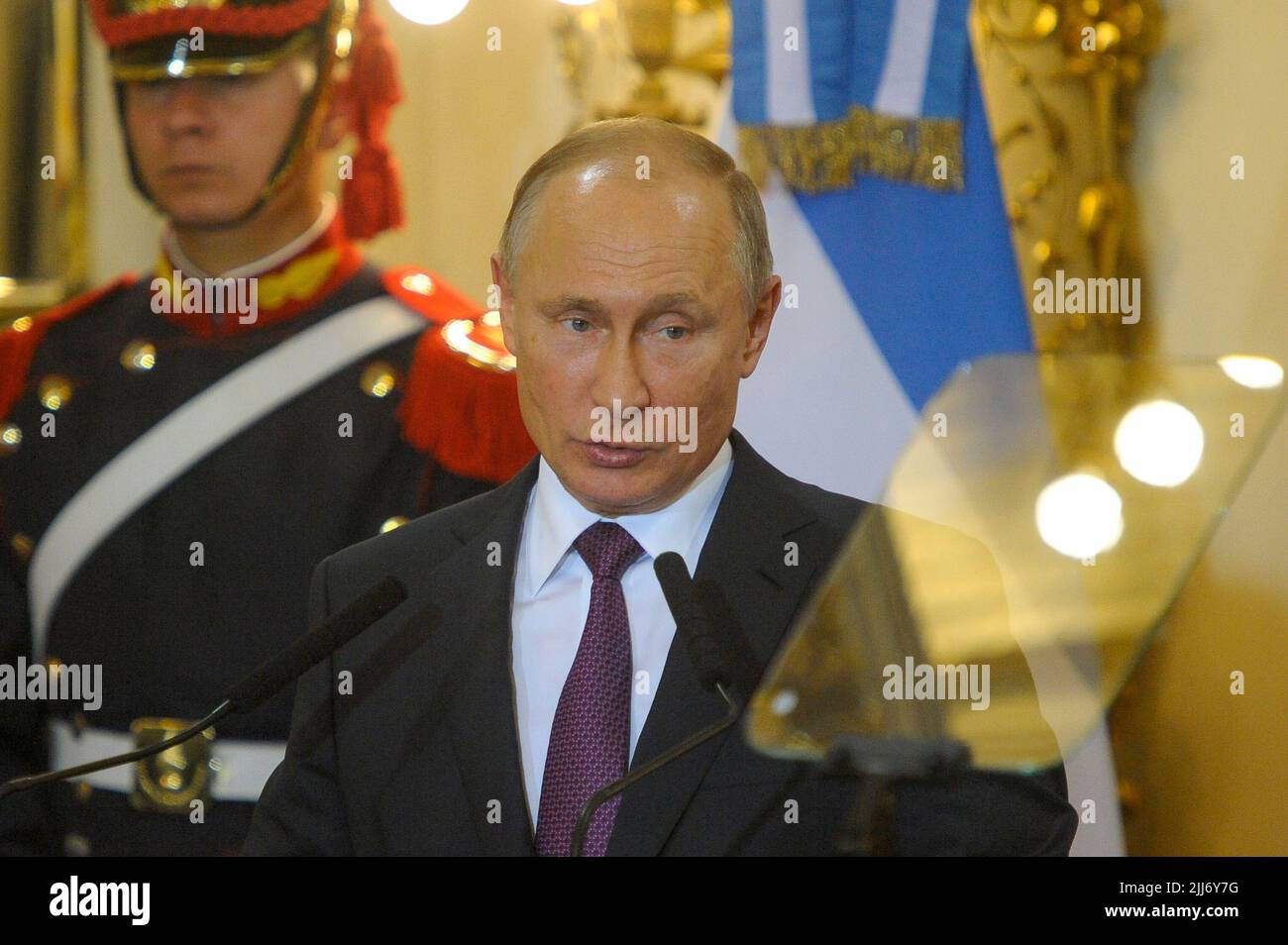Russia's President Vladimir Putin speaking in Buenos Aires bilateral ...
