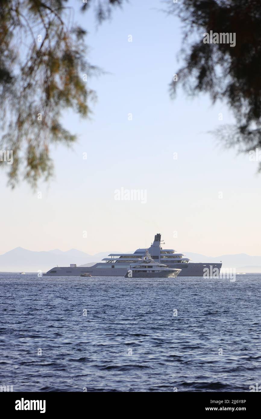 Bodrum, Turkey, 24 July 2022: The giant superyacht Solaris, owned by ...