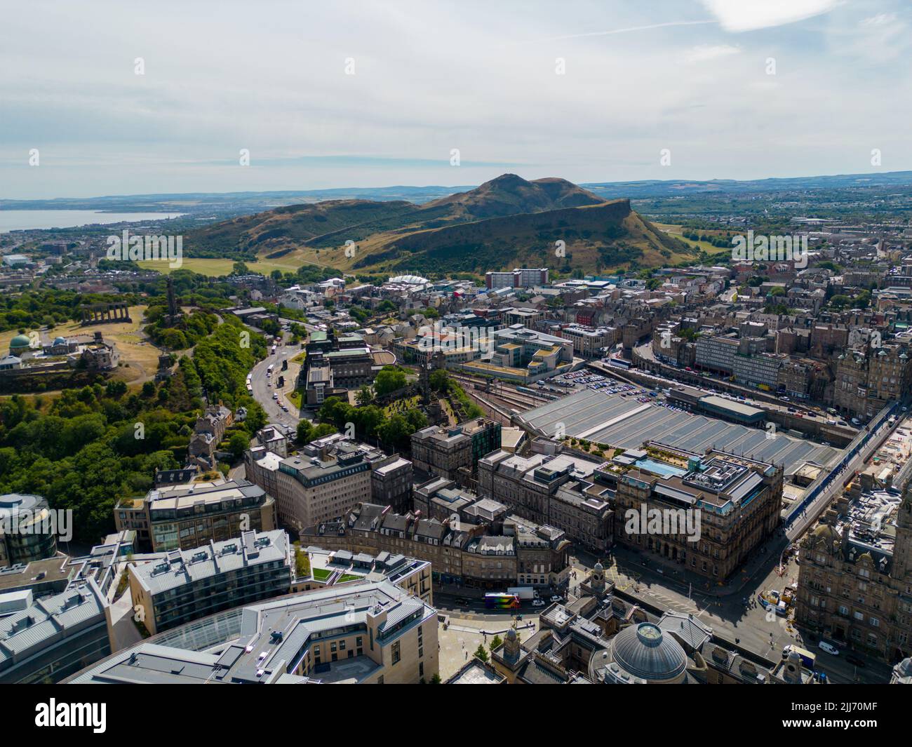 Aerial photo of city and mountain landscape in Scotland UK Stock Photo ...