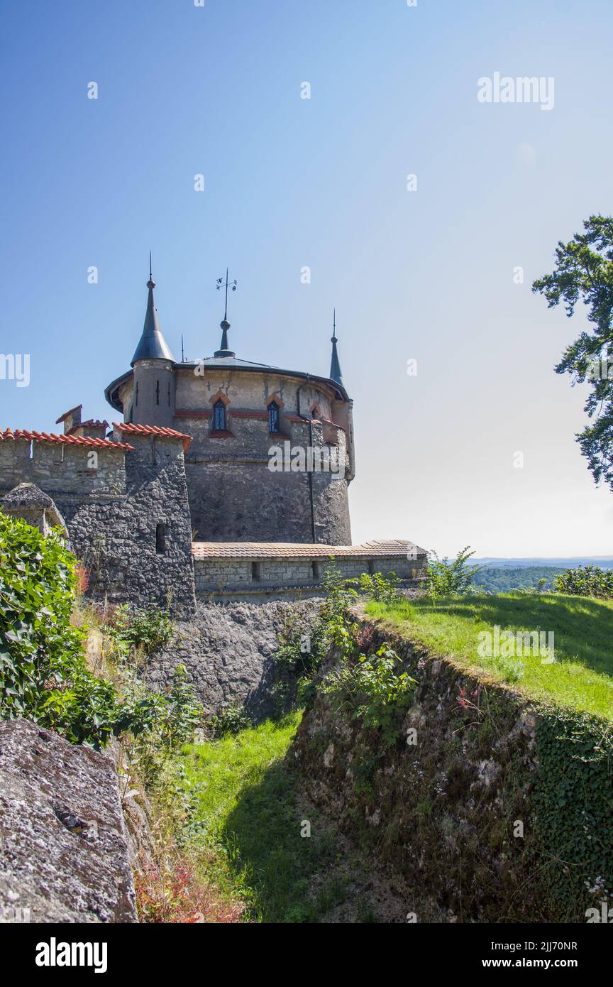 Photo of lichtenstein castle or Schloss on forested rock cliff in ...