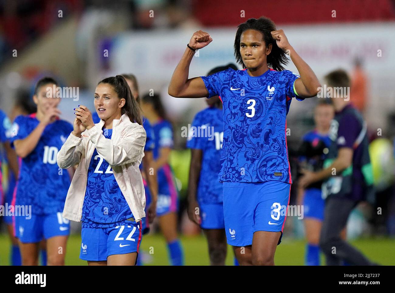 France's Wendie Renard (right) and Eve Perisset celebrate after the ...