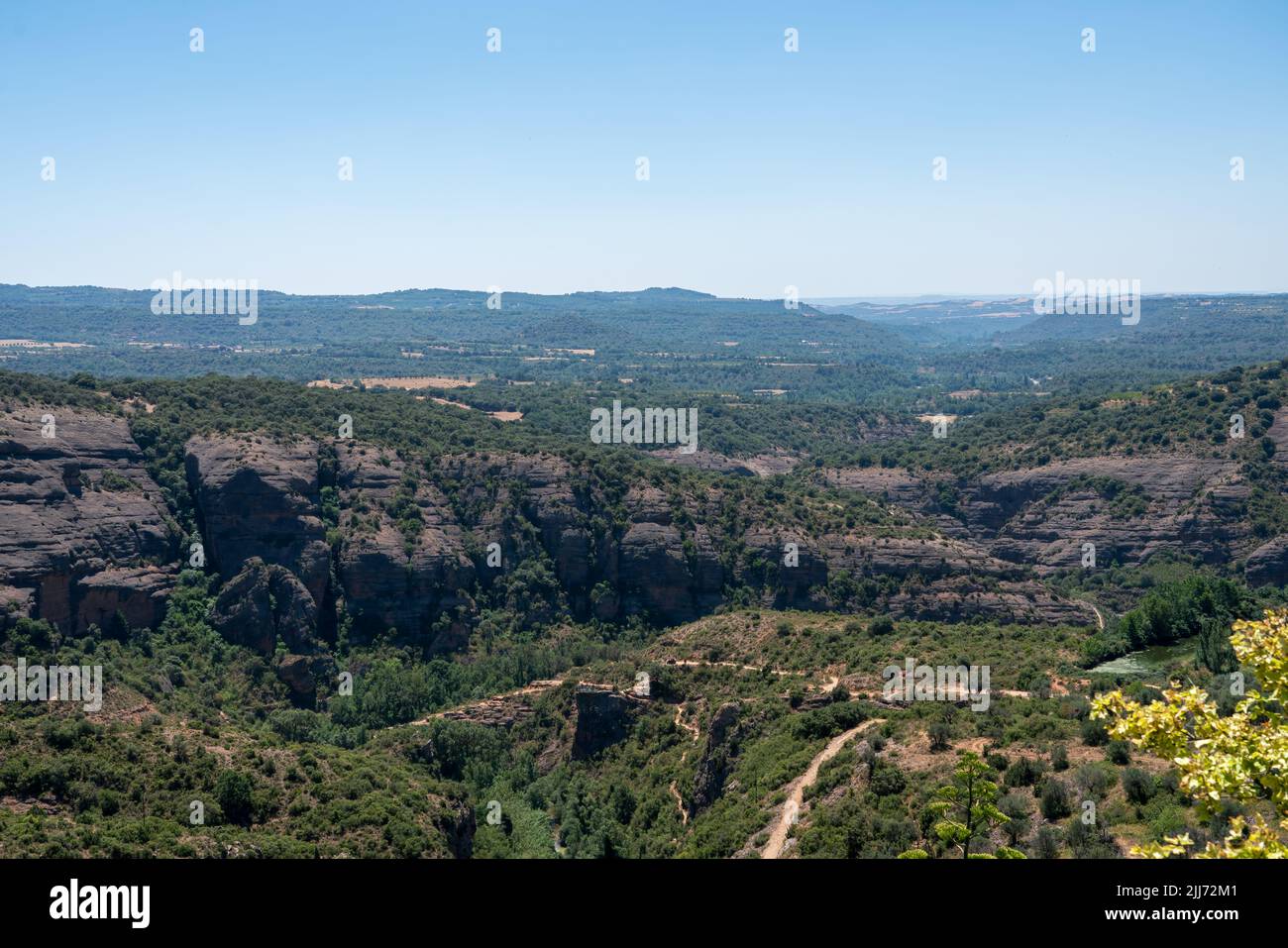 Alquezar village in Spain, a former fortress with an active church ...