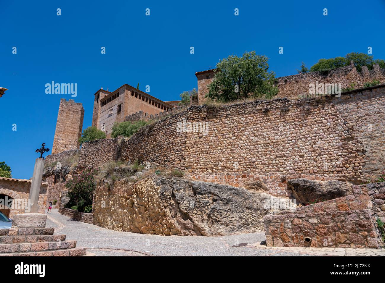 Alquezar village in Spain, a former fortress with an active church ...