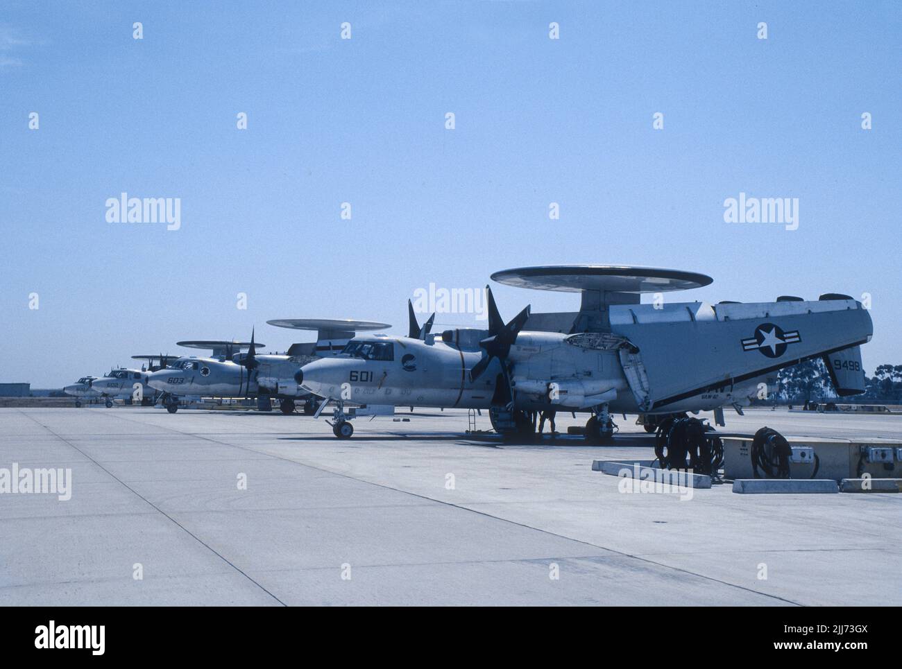 Grumman E2C Hawkeyes on the flight line at NAS Miramar in San Diego ...