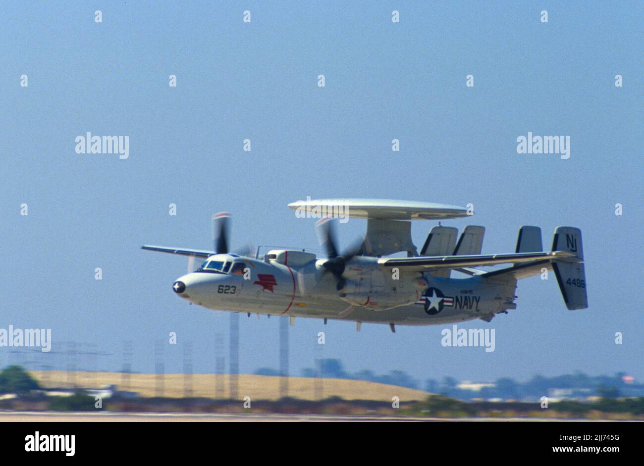 Grumman E2C+ high speed flyby at NAS Miramar in San Diego, Calfornia ...