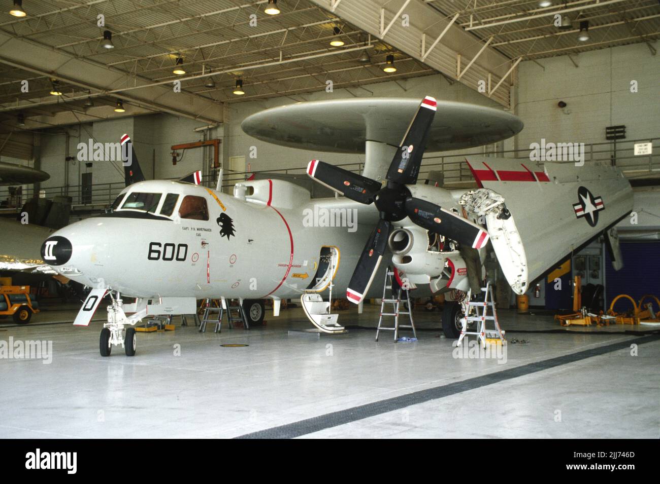 Grumman E2C Hawkeye II in the hangar at NAS Miramar in San Diego ...