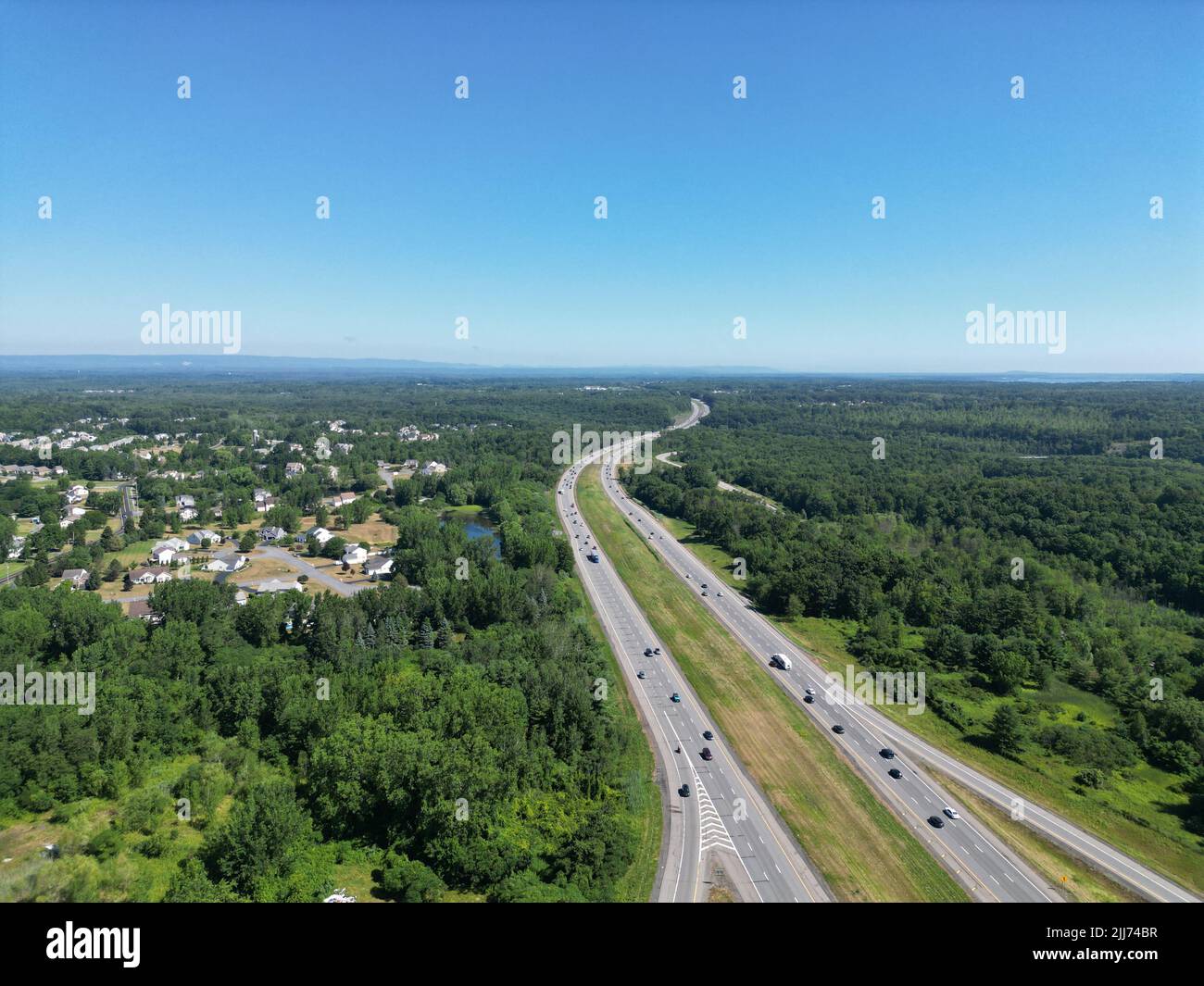 An aerial view of a countryside road Stock Photo - Alamy