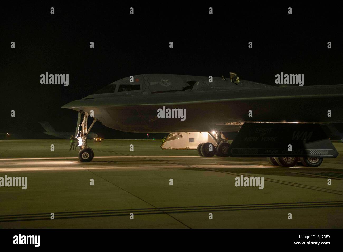 A U.S. Air Force B-2 Spirit, assigned to the 509th Bomb Wings, taxis ...