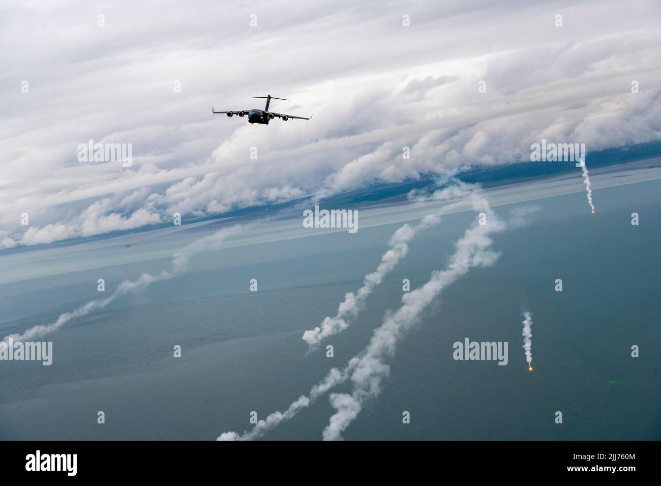 A U.S. Air Force C-17 Globemaster III, crewed by members of the 204th ...