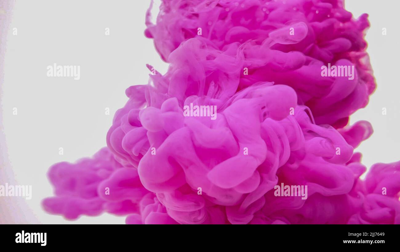 a pink color ink flowing in water isolated on white background Stock ...