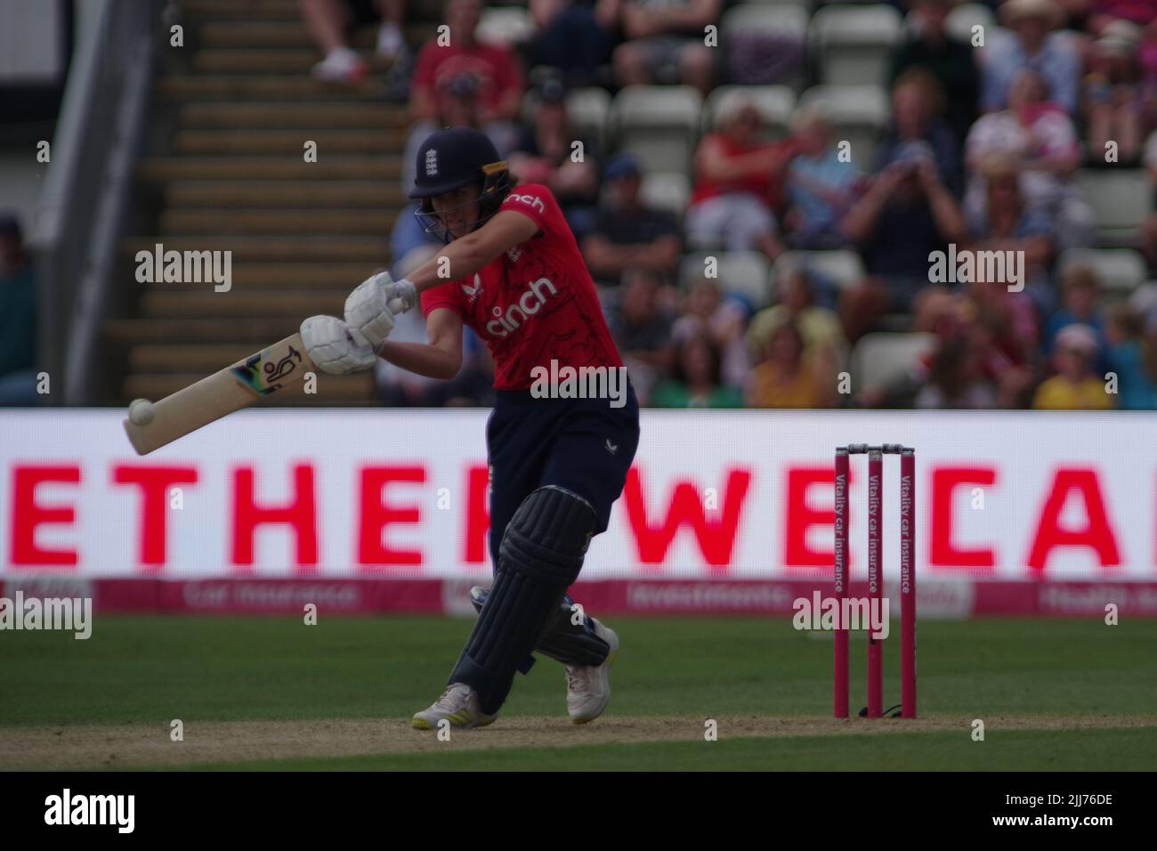 Worcester, England, 23 July 2022. Nat Sciver batting for England Women ...