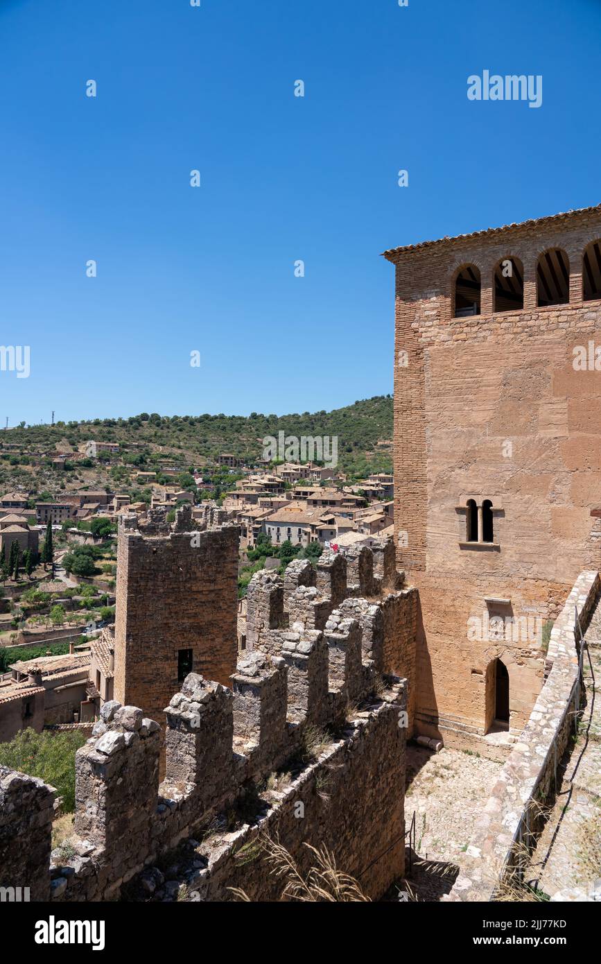 Alquezar village in Spain, a former fortress with an active church ...