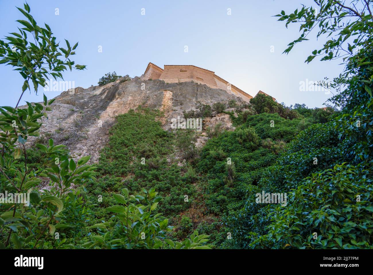 Alquezar village in Spain, a former fortress with an active church ...