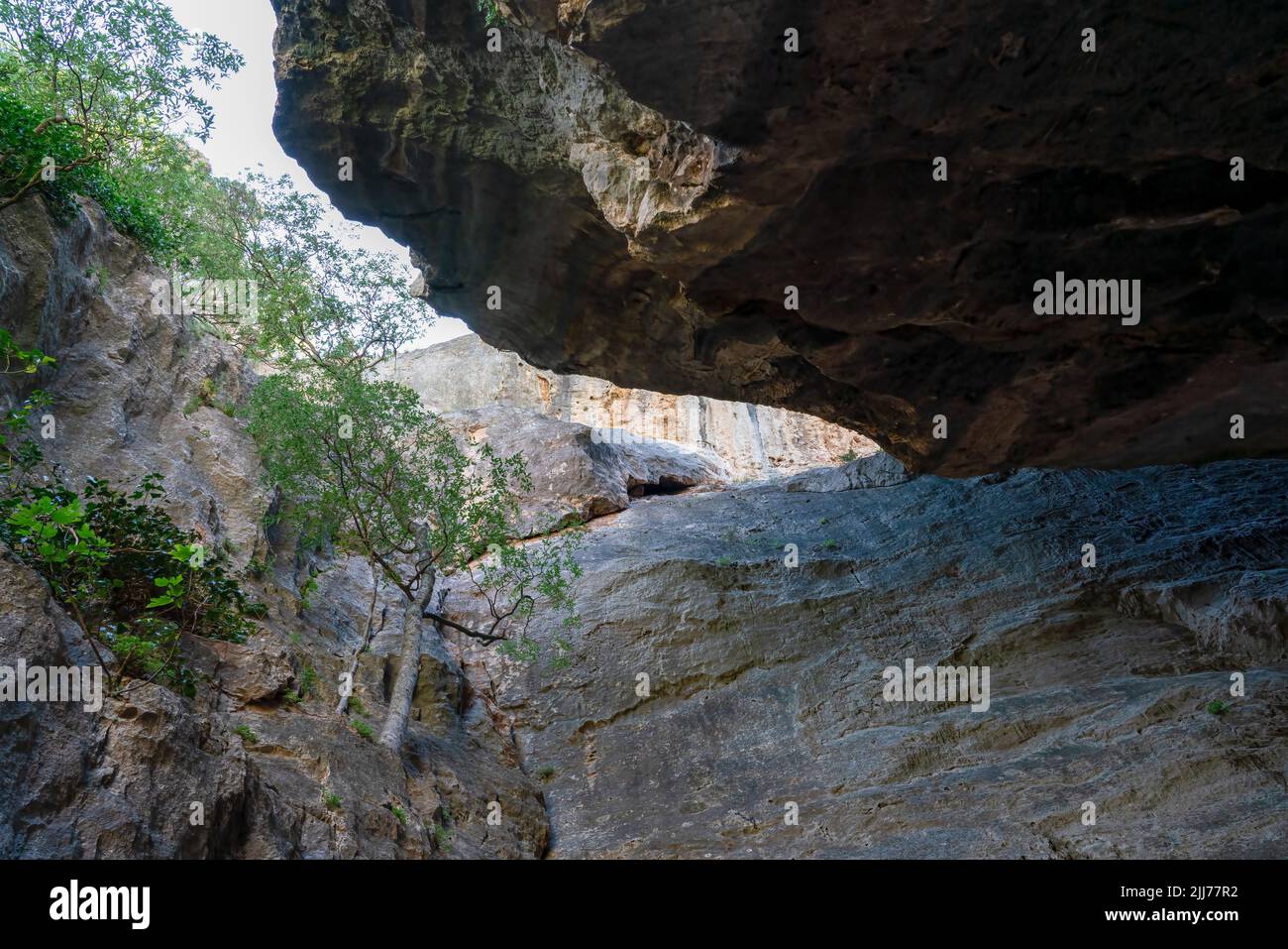 view out from Alquezar from the limestone outcrop village of Alquezar ...