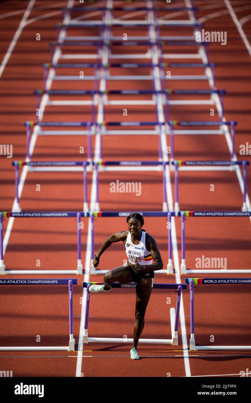 Belgian athlete Anne Zagre pictured in action during a solo rerun of ...