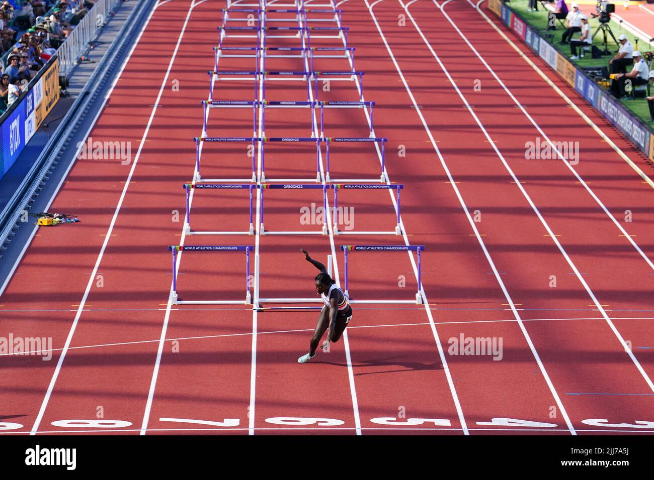 Belgium’s Anne Zagre during the Women’s 100m Hurdles heats on day nine ...
