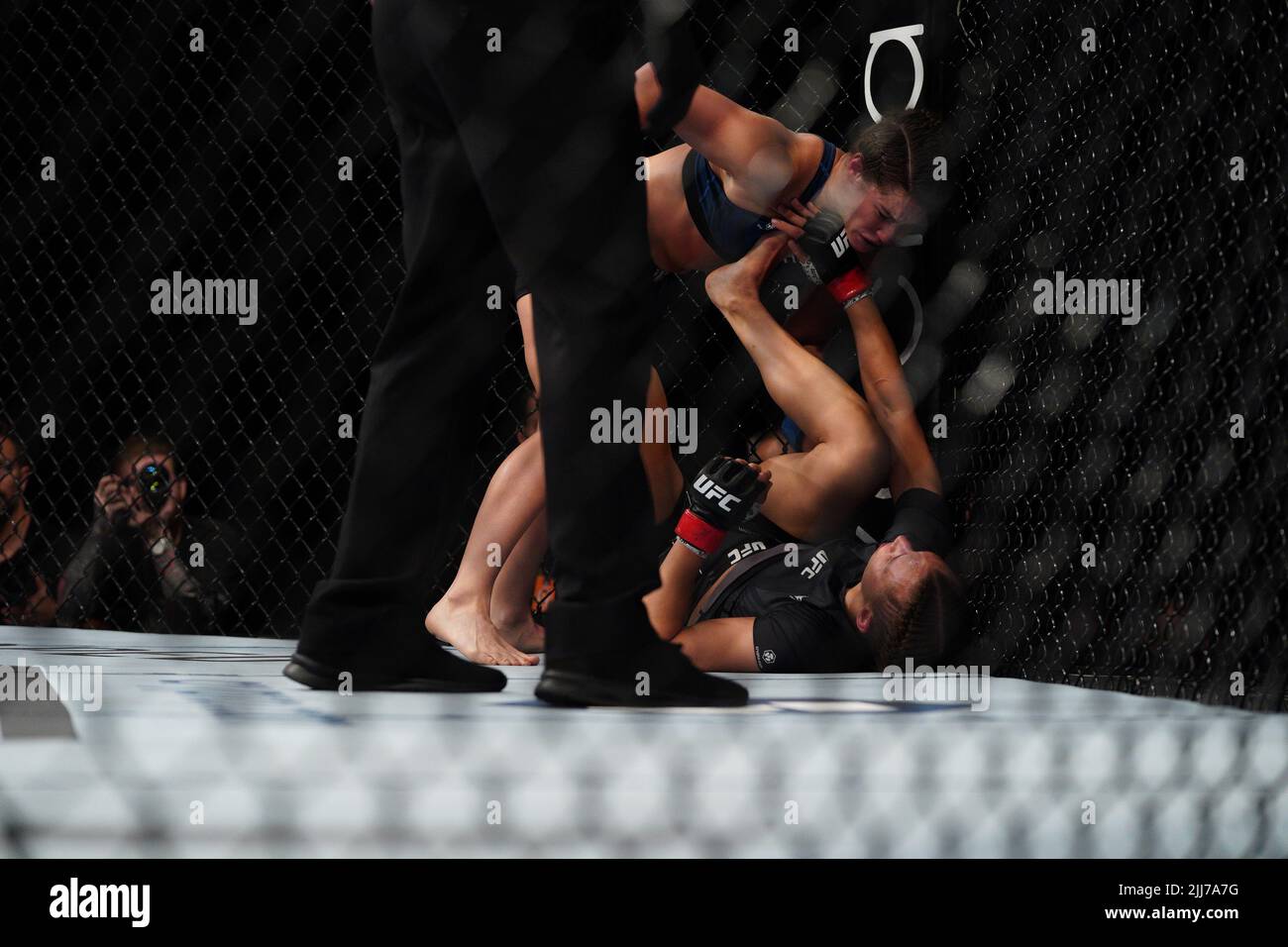 LONDON, UK - JULY 23: (L-R) Victoria Leonardo punches Mandy Böhm in ...