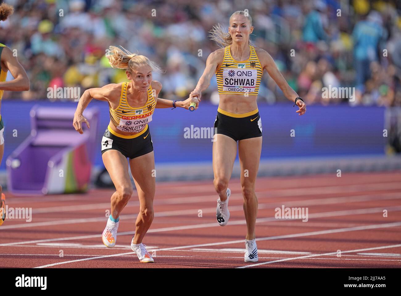 Eugene, USA. 23rd July, 2022. Athletics: World Championships, 4x400 ...