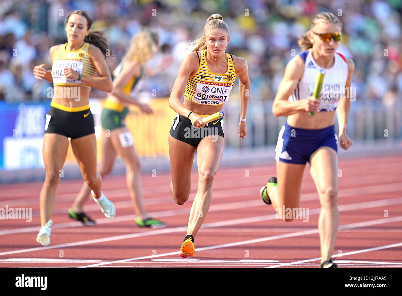 Eugene, USA. 23rd July, 2022. Athletics: World Championships, 4x400 ...