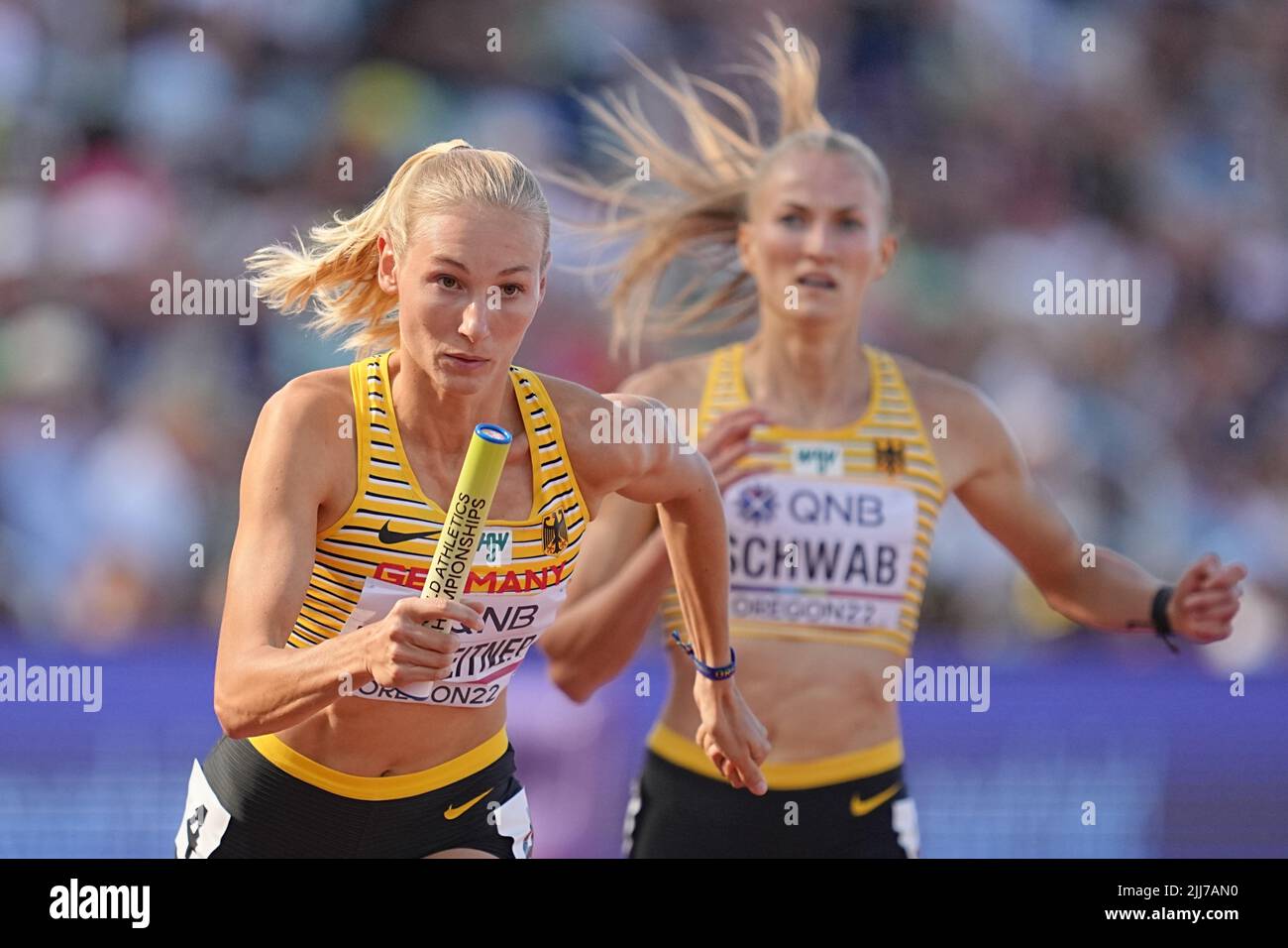 Eugene, USA. 23rd July, 2022. Athletics: World Championships, 4x400 ...