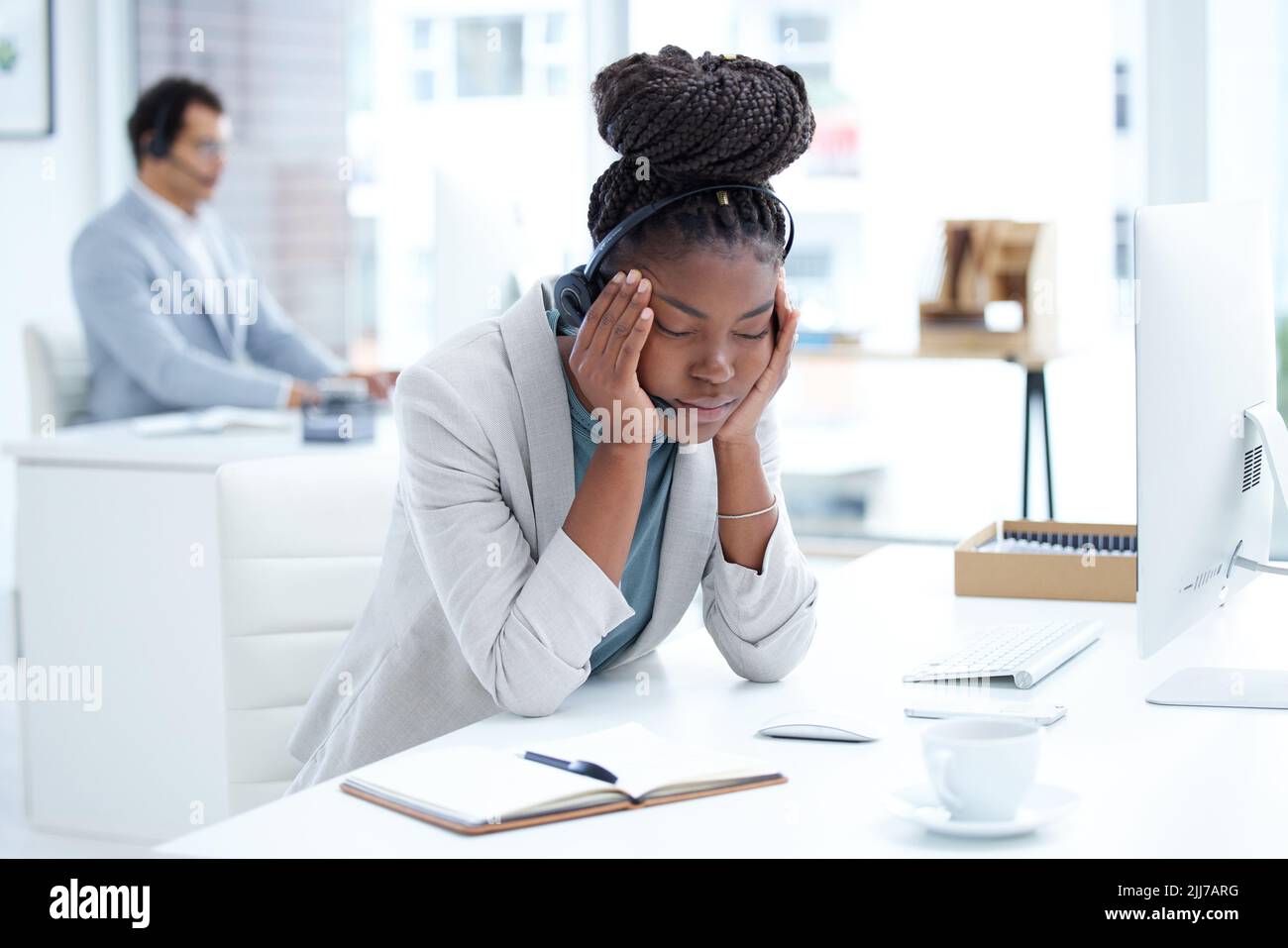 Call centre worker unhappy hi-res stock photography and images - Alamy