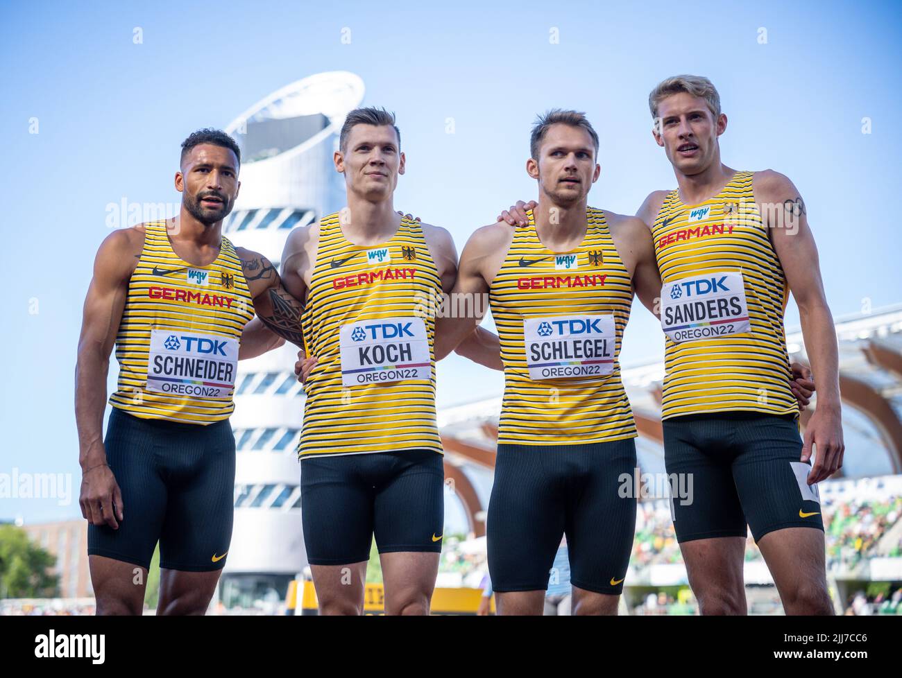 Eugene, USA. 23rd July, 2022. Athletics: World Championships, 4x400 ...