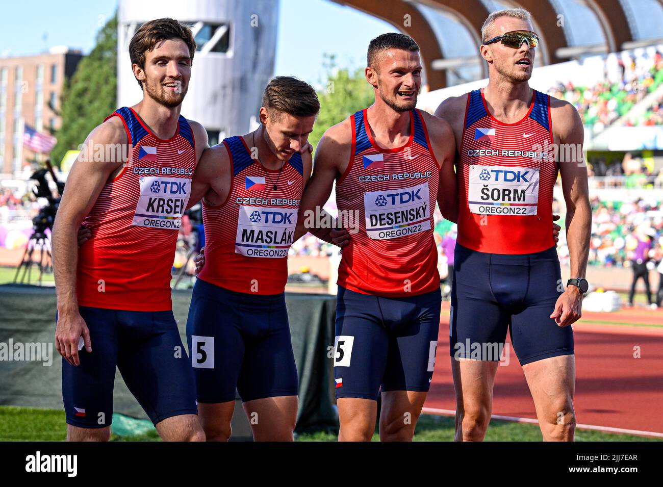 EUGENE, UNITED STATES - JULY 23: Matej Krsek of Czech Republic, Pavel ...