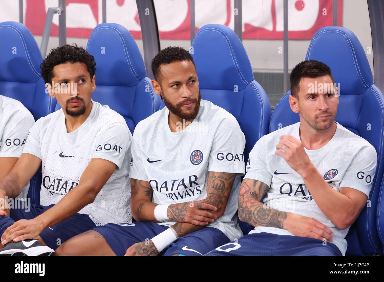 Saitama, Japan. 23rd July, 2022. (L to R) Marquinhos, Neymar, Lionel ...