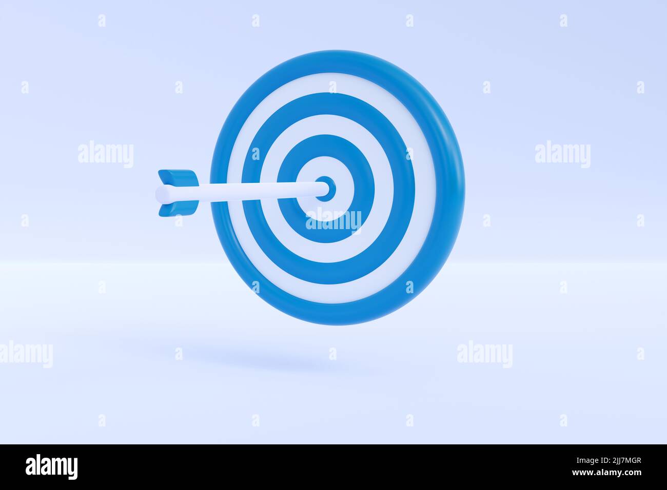 3d arrow hit center of target. Concept of solving business problems ...