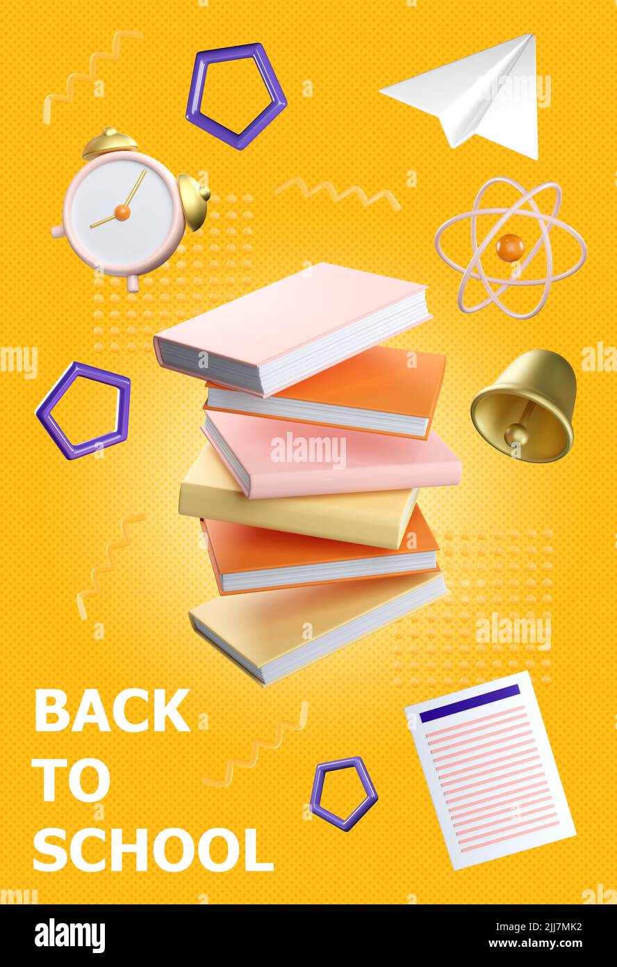 3d education concept poster for university and school. Stack of the ...