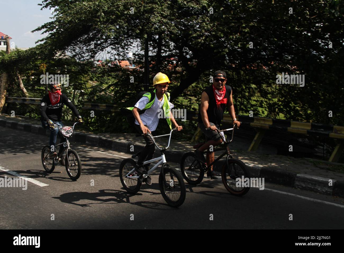 Bandung, West Java, Indonesia. 24th July, 2022. Cyclists ride in the ...