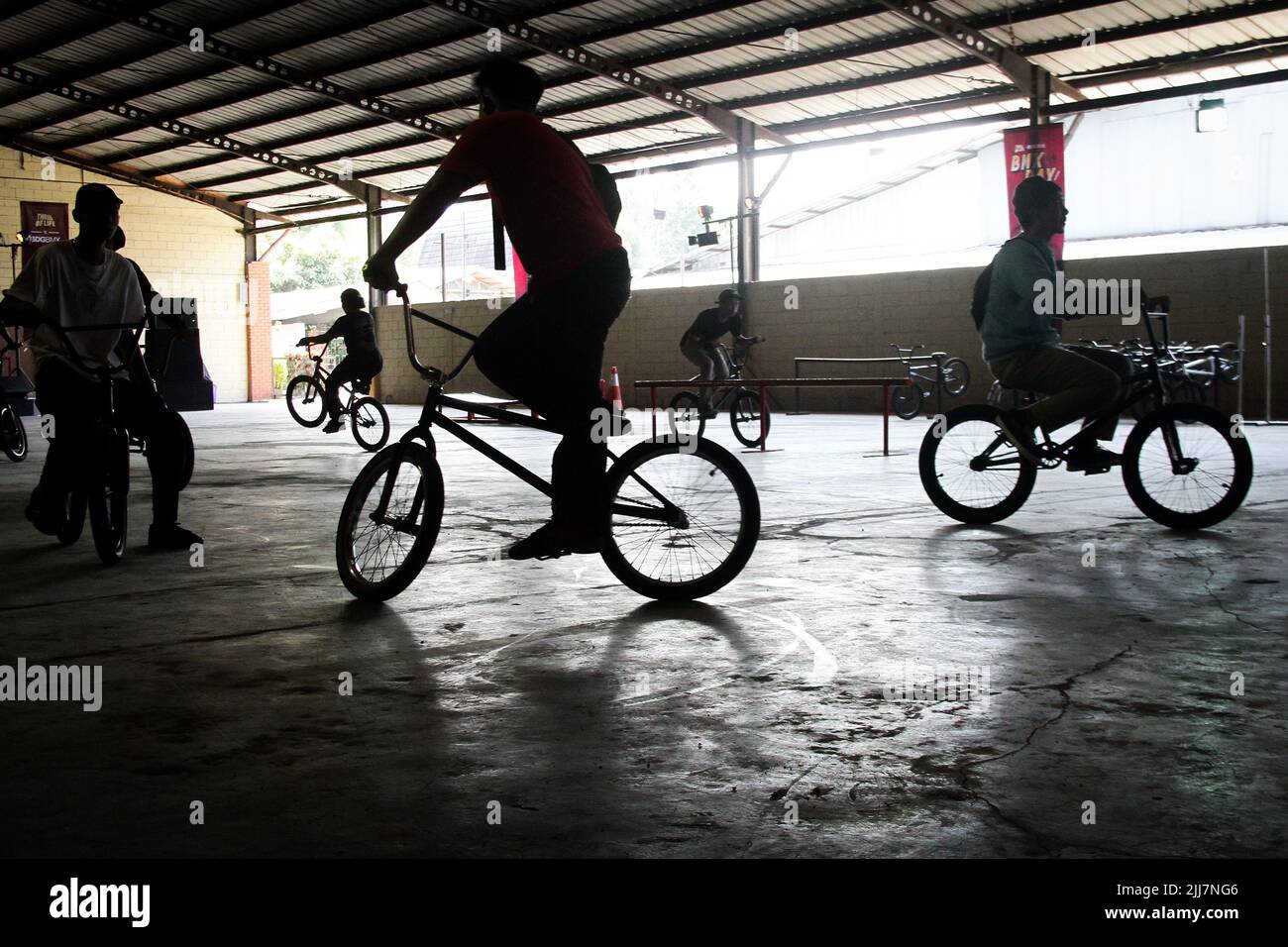 Bandung, West Java, Indonesia. 24th July, 2022. Cyclists performs a ...