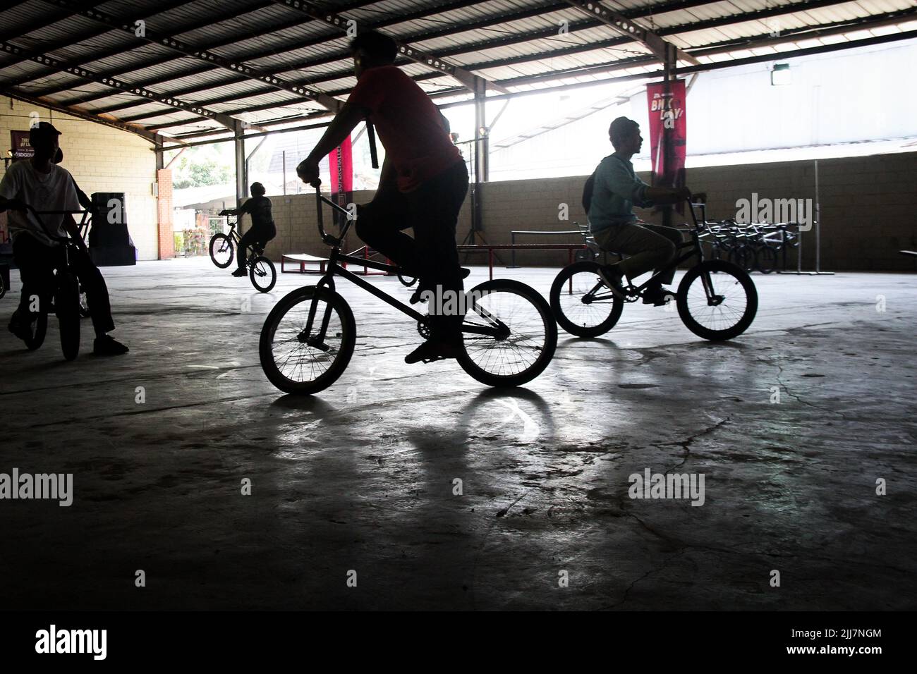 Bandung, West Java, Indonesia. 24th July, 2022. Cyclists performs a ...