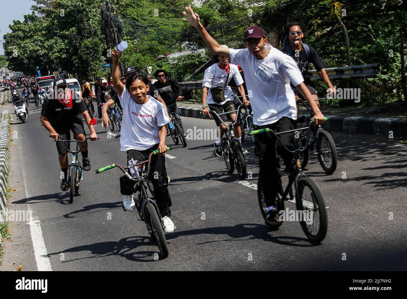 Bandung, West Java, Indonesia. 24th July, 2022. Cyclists ride in the ...