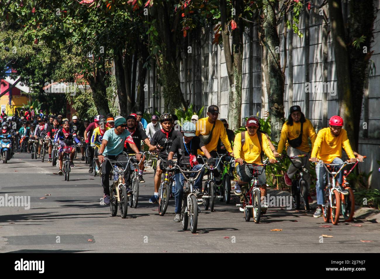 Bandung, West Java, Indonesia. 24th July, 2022. Cyclists ride in the ...
