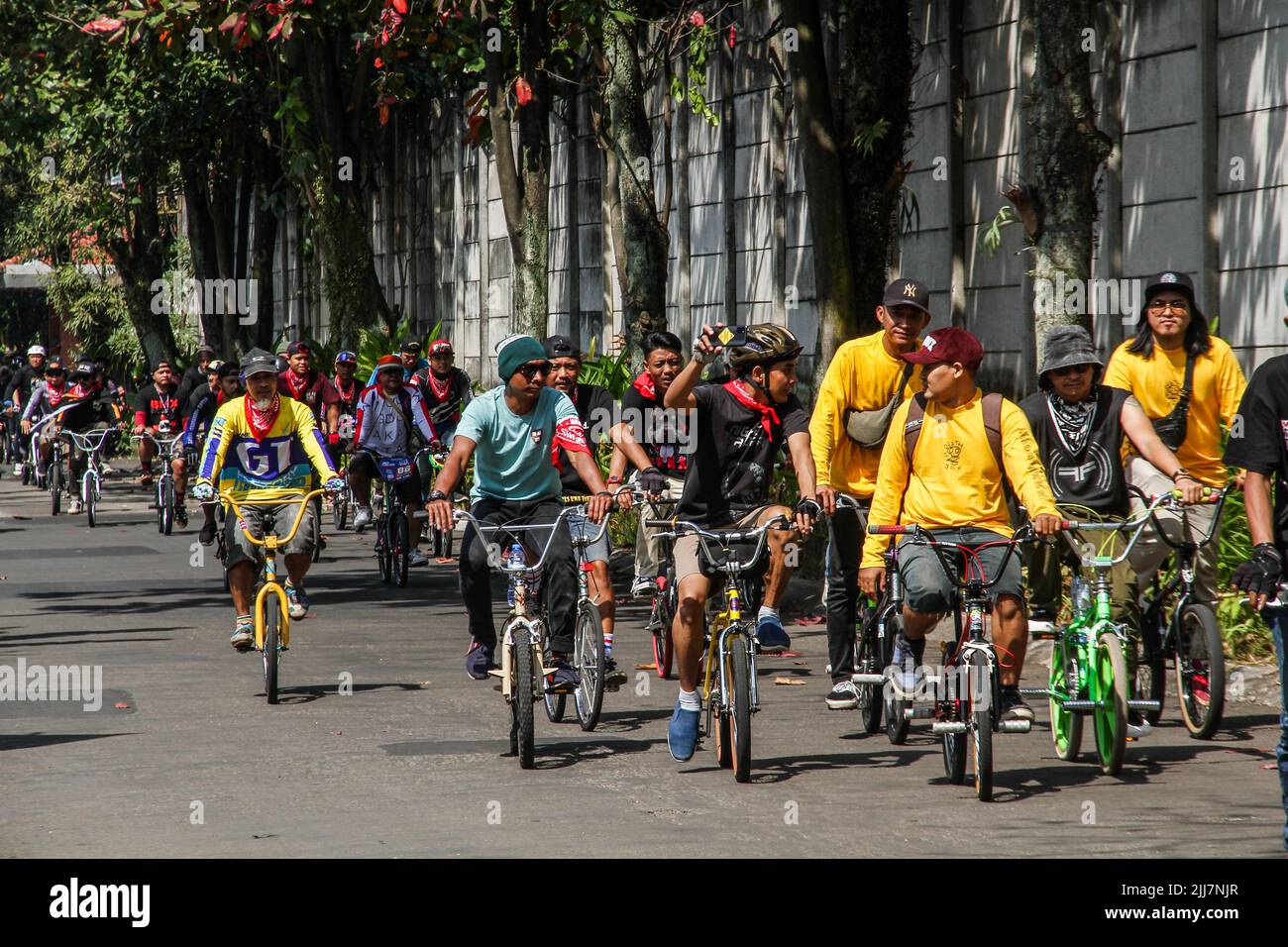Bandung, West Java, Indonesia. 24th July, 2022. Cyclists ride in the ...