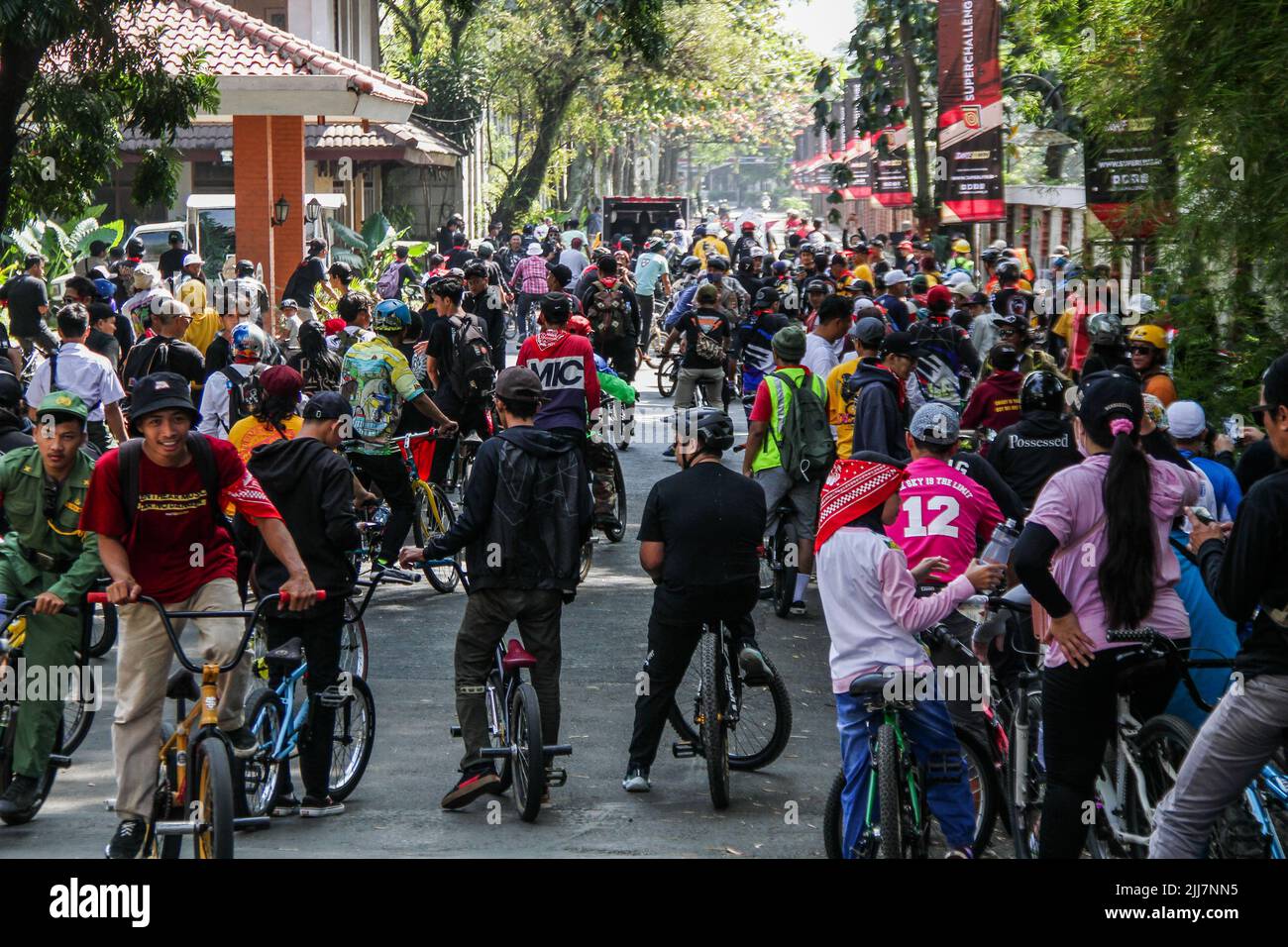 Bandung, West Java, Indonesia. 24th July, 2022. Cyclists ride in the ...