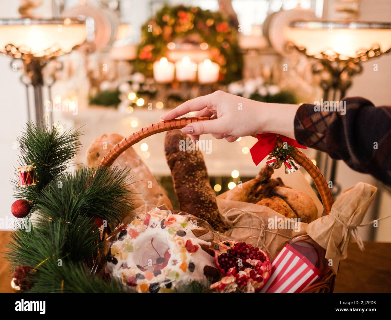 Christmas goods basket holiday food Stock Photo - Alamy