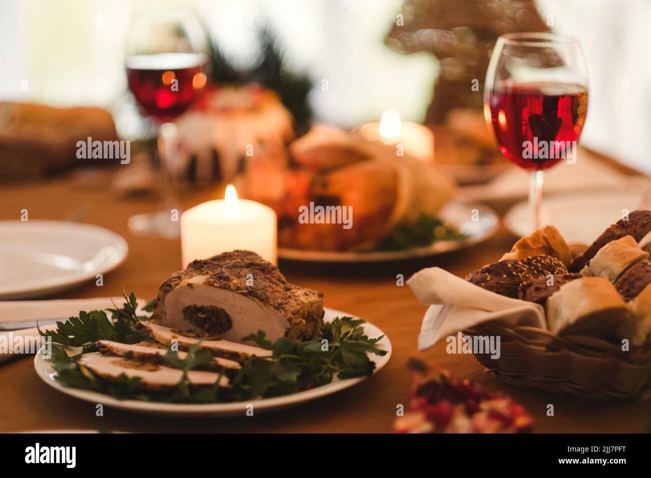 festal dinner in the restaurant for couple Stock Photo - Alamy