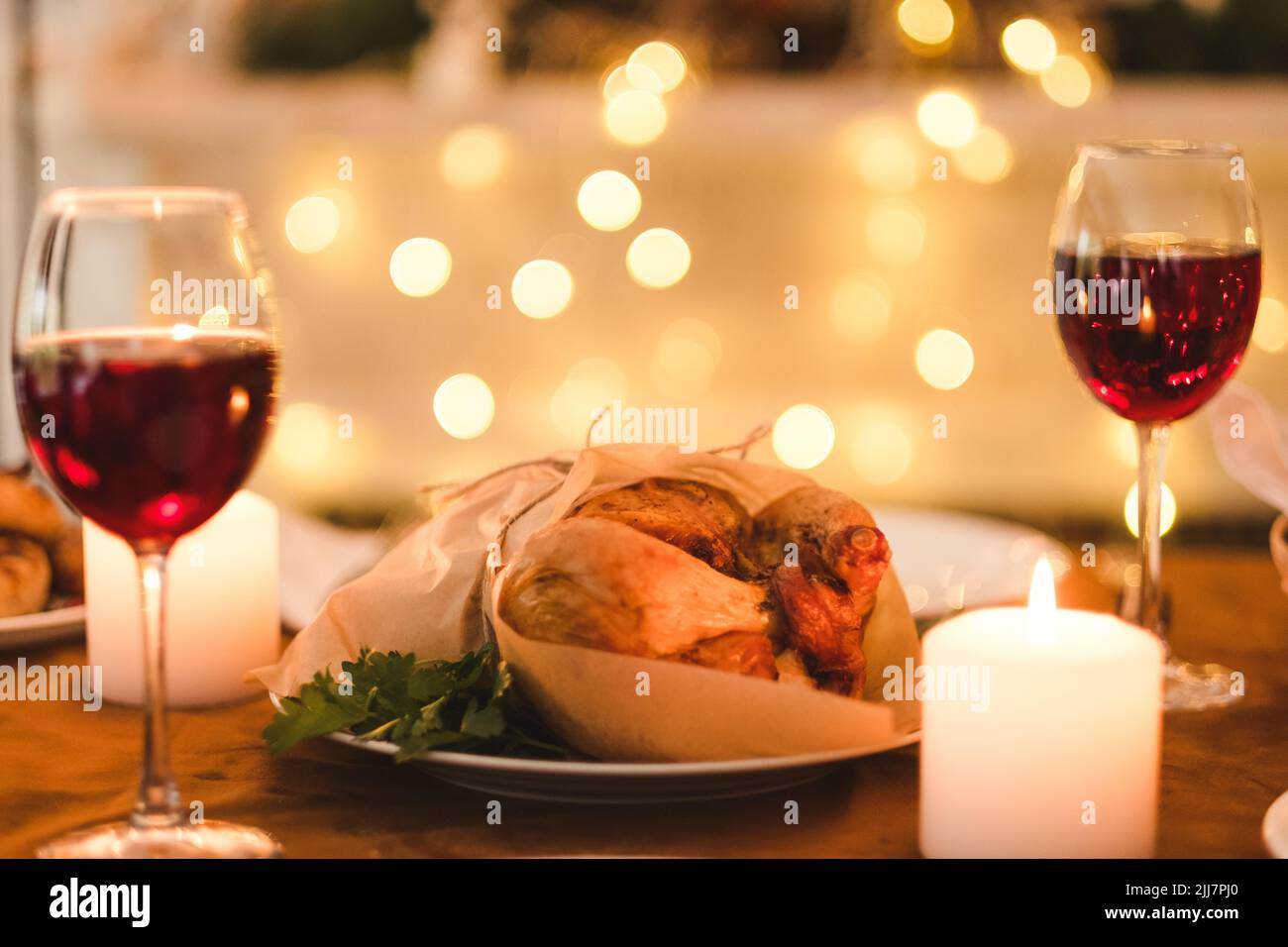 romantic homemade evening family dinner Stock Photo - Alamy