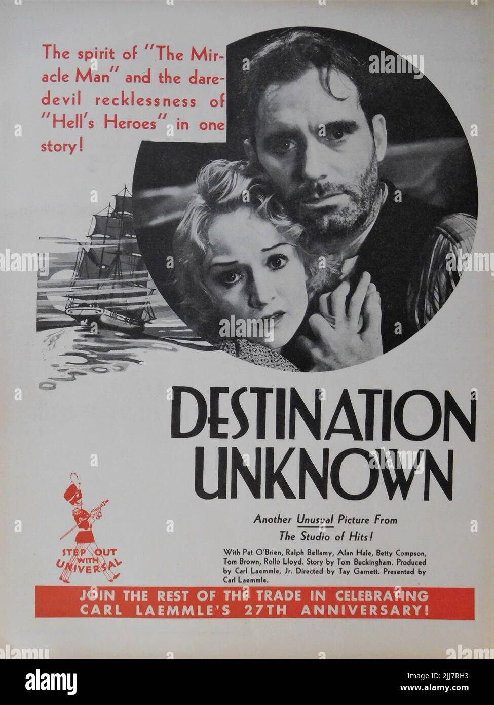 PAT O'BRIEN and BETTY COMPSON in DESTINATION UNKNOWN 1933 director TAY GARNETT writer Tom ...