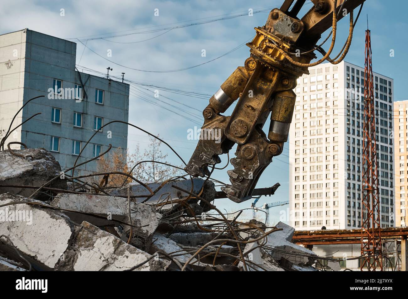 Part of destroyed industrial building at demolition site Stock Photo ...