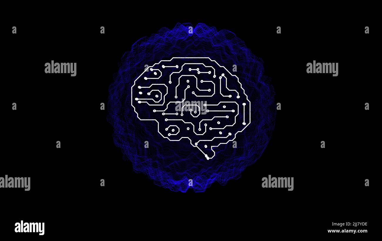 Technology brain background concept. Digital human mind like computer ...