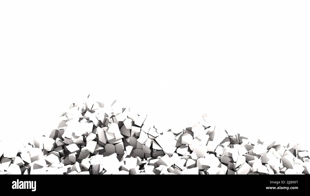Destruction of the white wall alpha channel intro slow motion 3d render ...