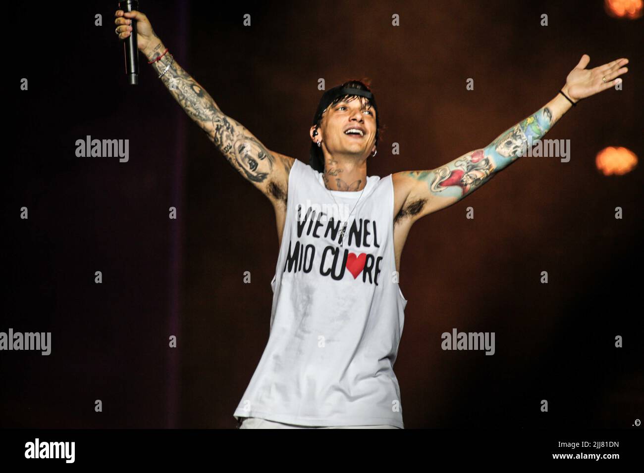 Ultimo during the Italian singer Music Concert Ultimo - Stadi 2022 on ...