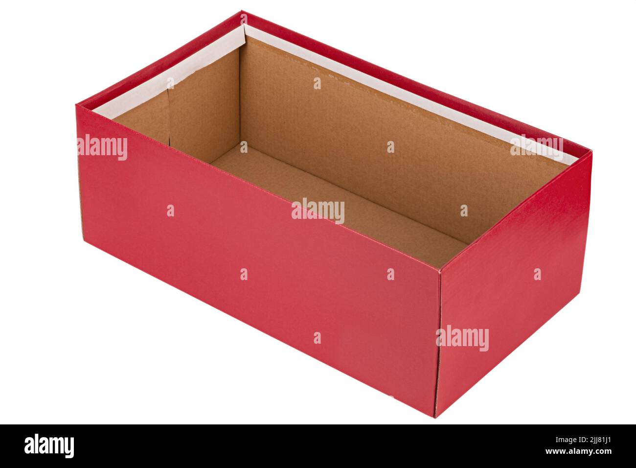 Open red cardboard box ready for shipping isolated on white background ...