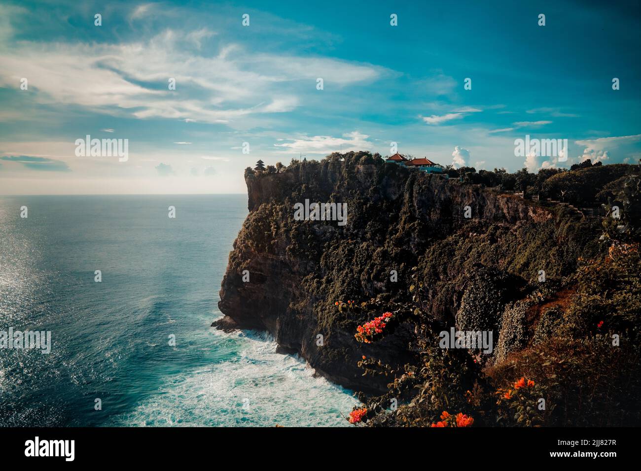 A landscape with giant cliff and ocean on the side taken from the ...
