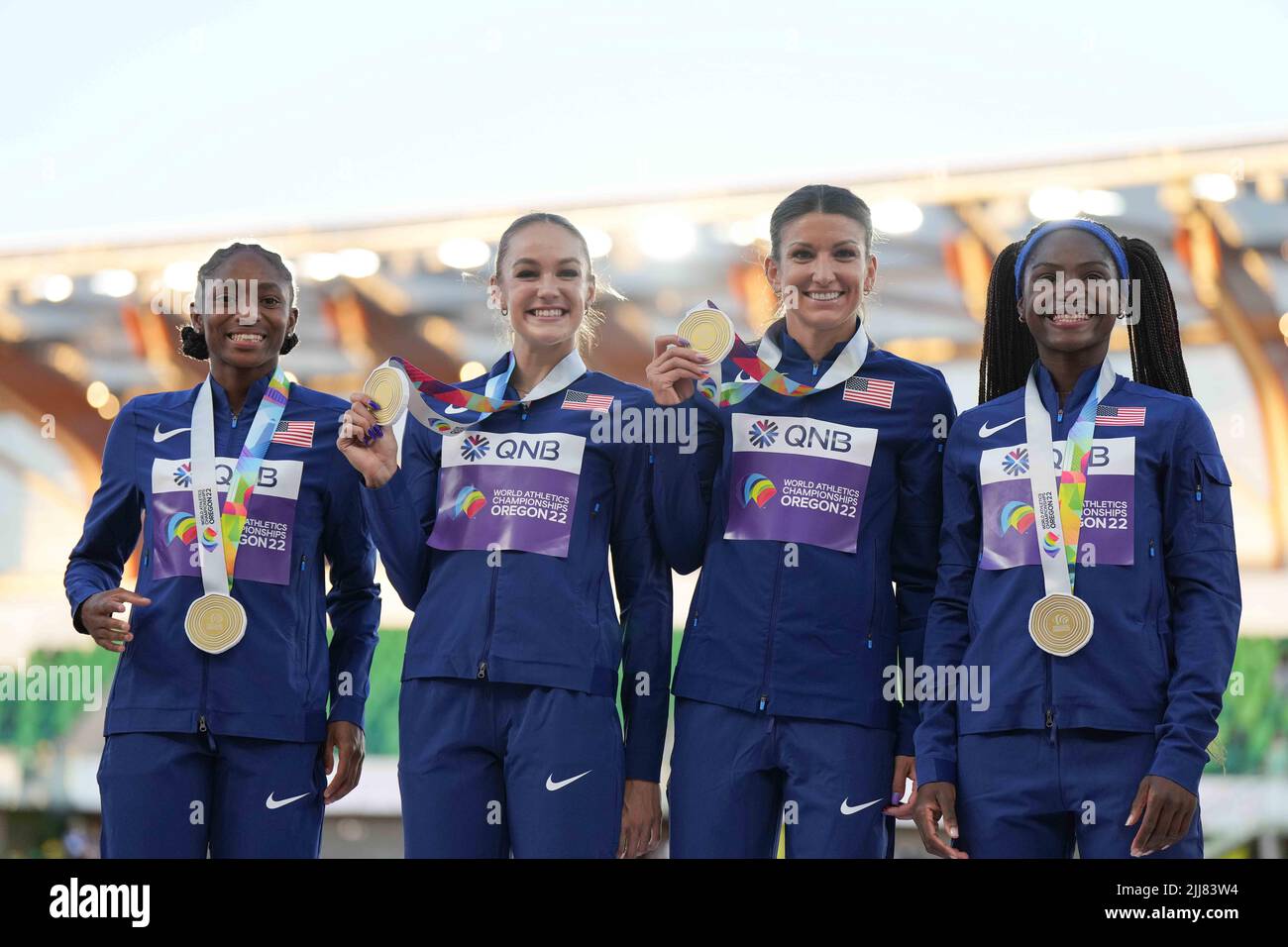 Eugene, USA. 23rd July, 2022. Melissa Jefferson, Abby Steiner, Jenna ...